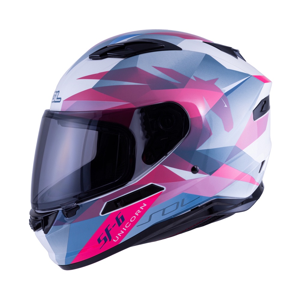 SOL SF-6 SF6 獨角獸 白粉 全罩 雙D扣 內墨鏡 安全帽 內襯可拆洗《遠古騎士》 | 蝦皮購物