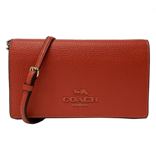 【COACH】經典LOGO素面長夾式WOC小斜背包(紅) | 蝦皮購物