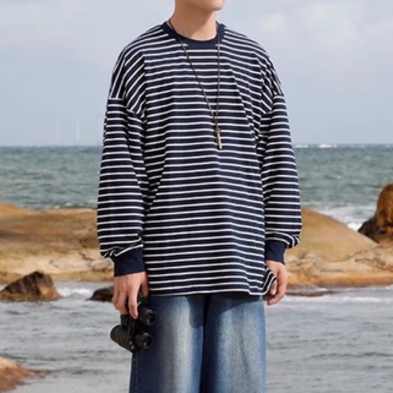[Overdope Select]日系少年感！經典的條紋長袖上衣 | 蝦皮購物