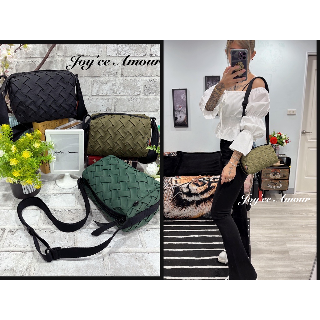 Joy'ce Amour 全真皮手工壓摺編織斜背包 | 蝦皮購物