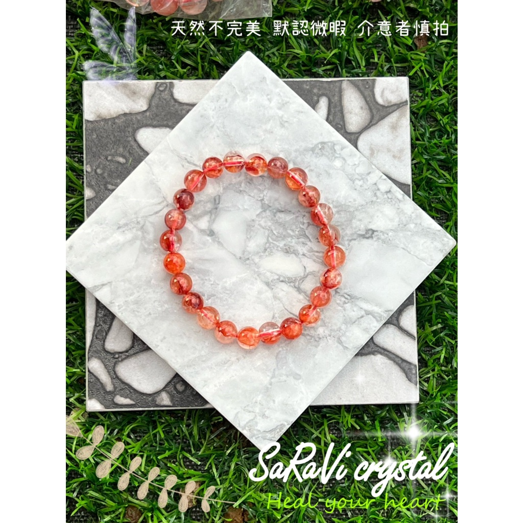 [SaRaVi crystal] 紅膠花水晶 鴿血紅膠水晶手鍊-招貴人增人緣，招正財 | 蝦皮購物