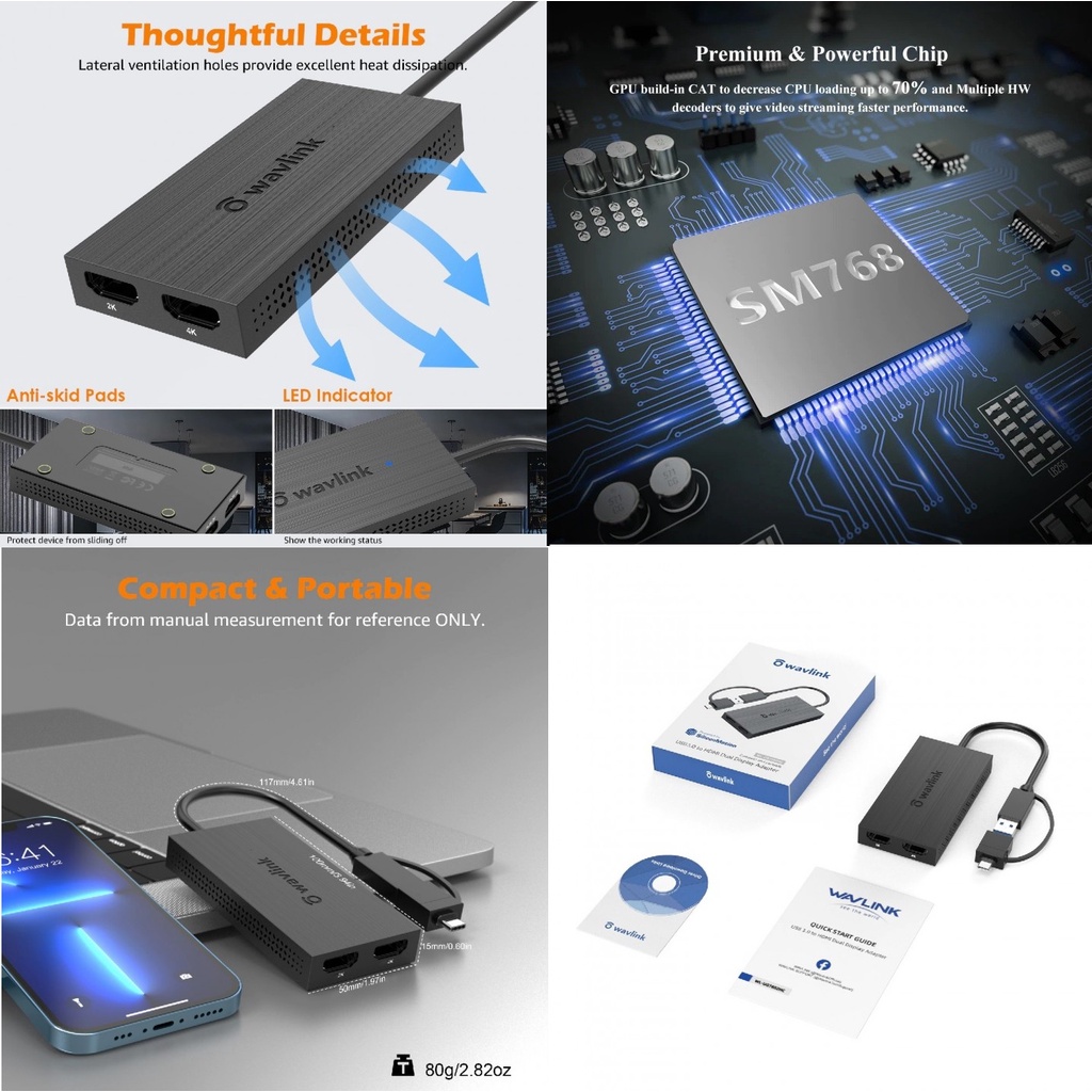 Wavlink WL-UG7602HC USB 3.0 轉 HDMI 雙顯示適配器 | 蝦皮購物