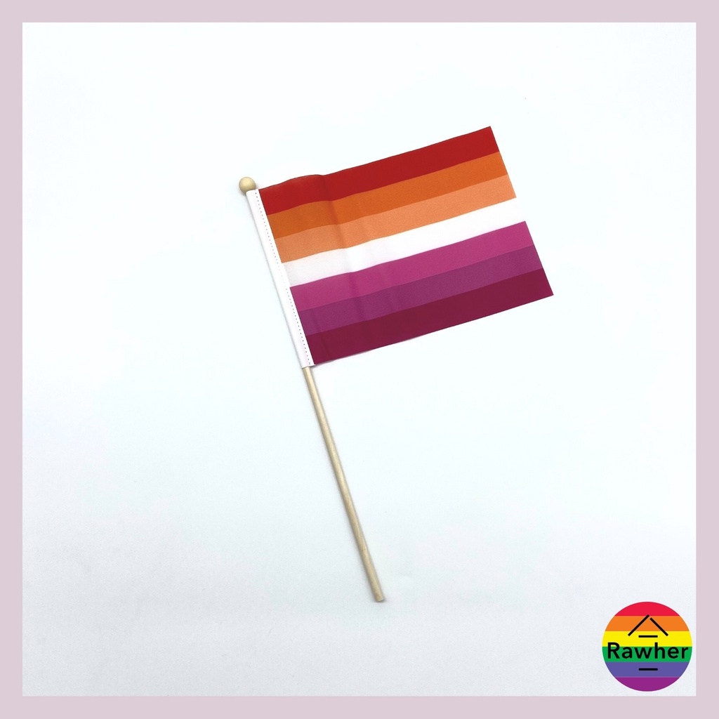 女同志手搖旗 拉拉旗 彩虹旗 環保木桿手搖旗 LGBTQ Pride lesbian Pride flag | 蝦皮購物