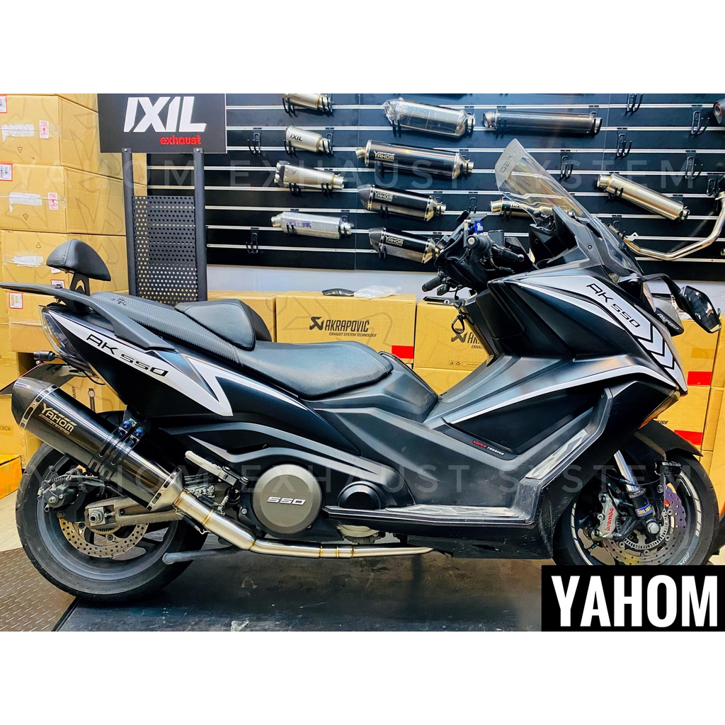 非認證管 YAHOM AK550全段 黑髮絲紋大六角管 全段管 排氣管 GSXS750/DRG/TL500/改裝排氣管 | 蝦皮購物