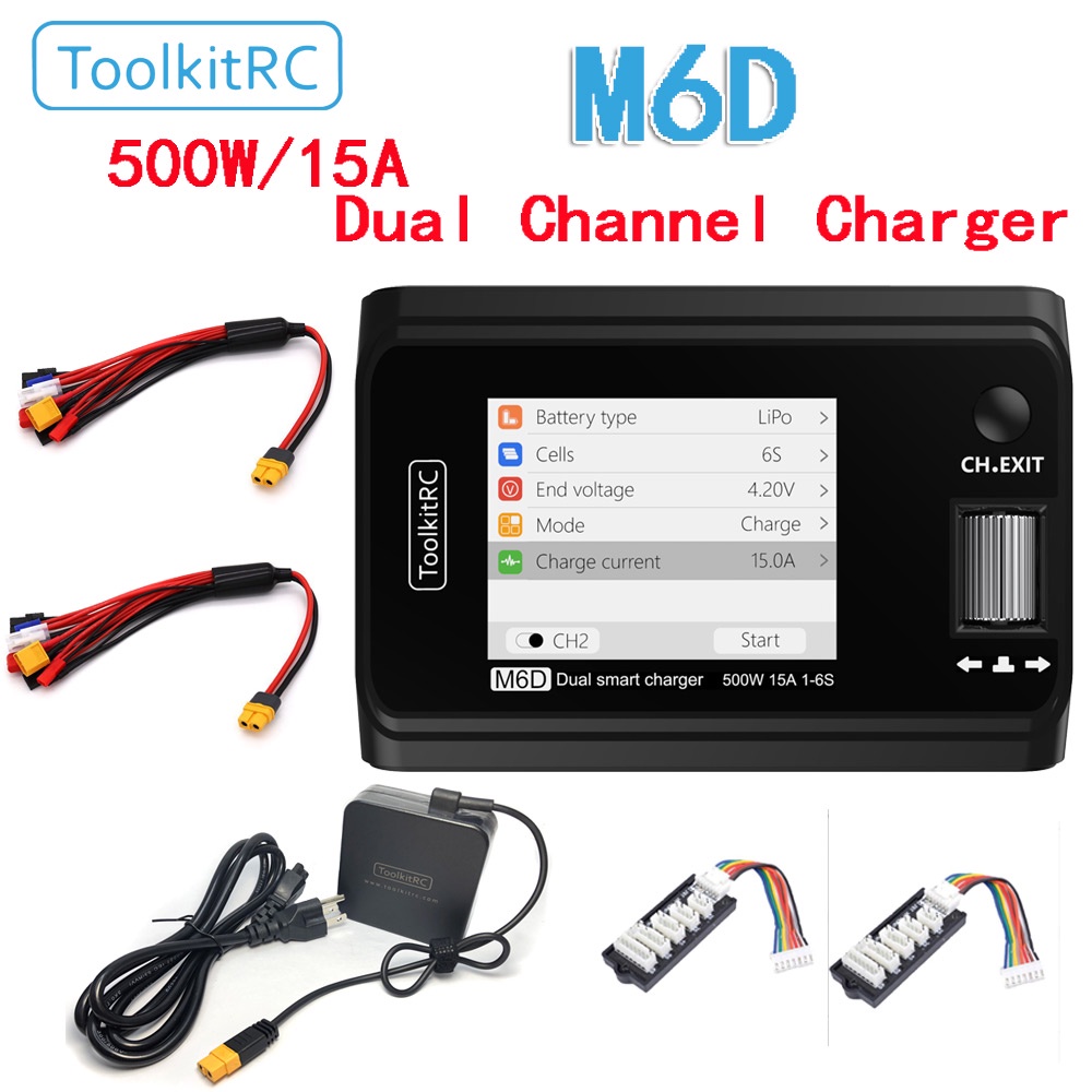 Toolkitrc M6D 500W 15A DC 雙通道 MINI 智能充電器放電器適用於 1-6S 鋰電池 FPV | 蝦皮購物