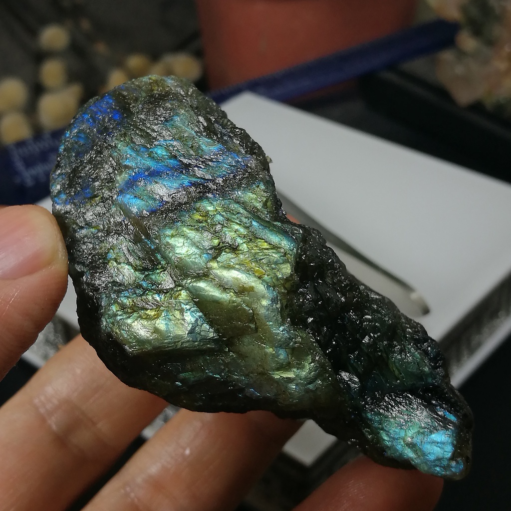 [友克鑫礦業]dg358約重120.4g-拉長石原礦 未加工 原石 光譜石 Labradorite | 蝦皮購物