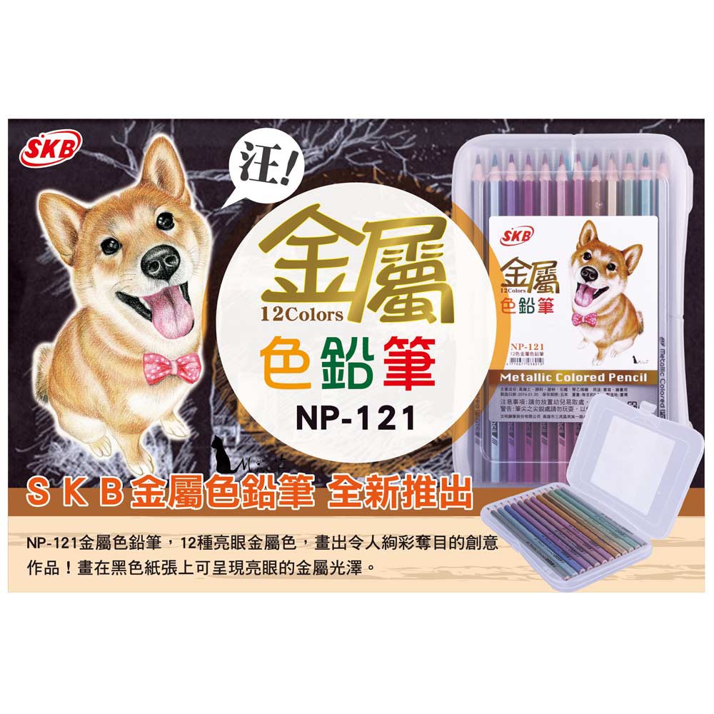 SKB NP-121 金屬色鉛筆 12色入 台灣製 出清 SGS檢驗 繪圖 美術 開學 彩色鉛筆 好愛買 | 蝦皮購物
