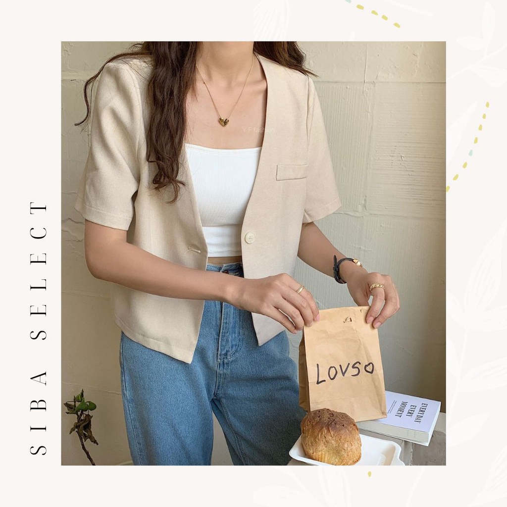 【SiBA Girl】YIFAN-8323 現貨 V領無墊肩單釦短袖西裝外套 4D | 蝦皮購物