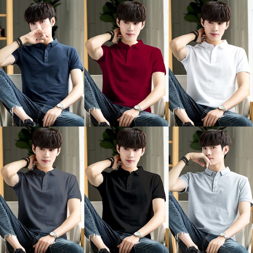 短袖POLO衫男【M-5XL】夏天新款時尚男士短袖polo衫 翻領t恤潮流ins半袖上衣服 素色polo衫商務衣服青少年 | 蝦皮購物