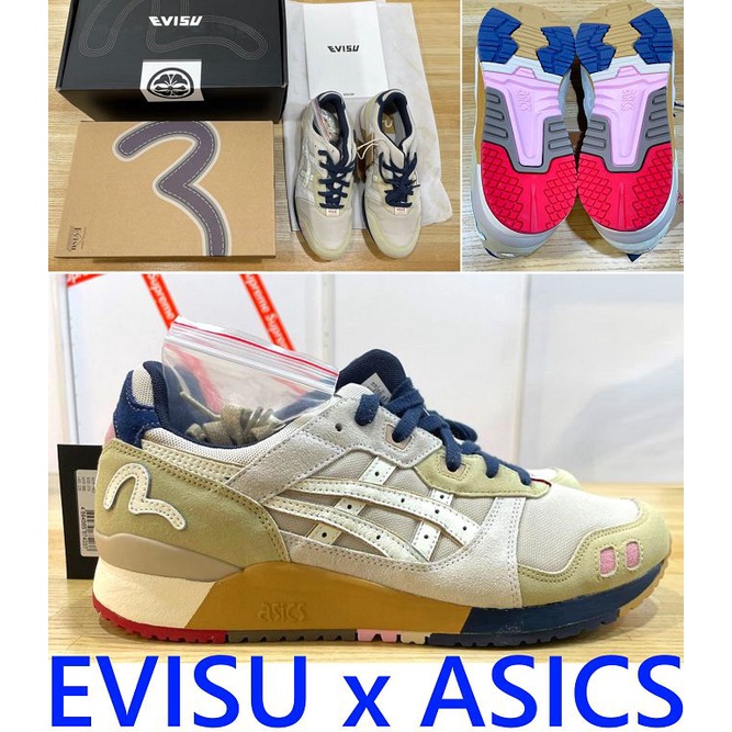 BLACK全新EVISU x ASICS GEL-LYTE III福神LOGO大油漆M字體牛王慢跑鞋 | 蝦皮購物