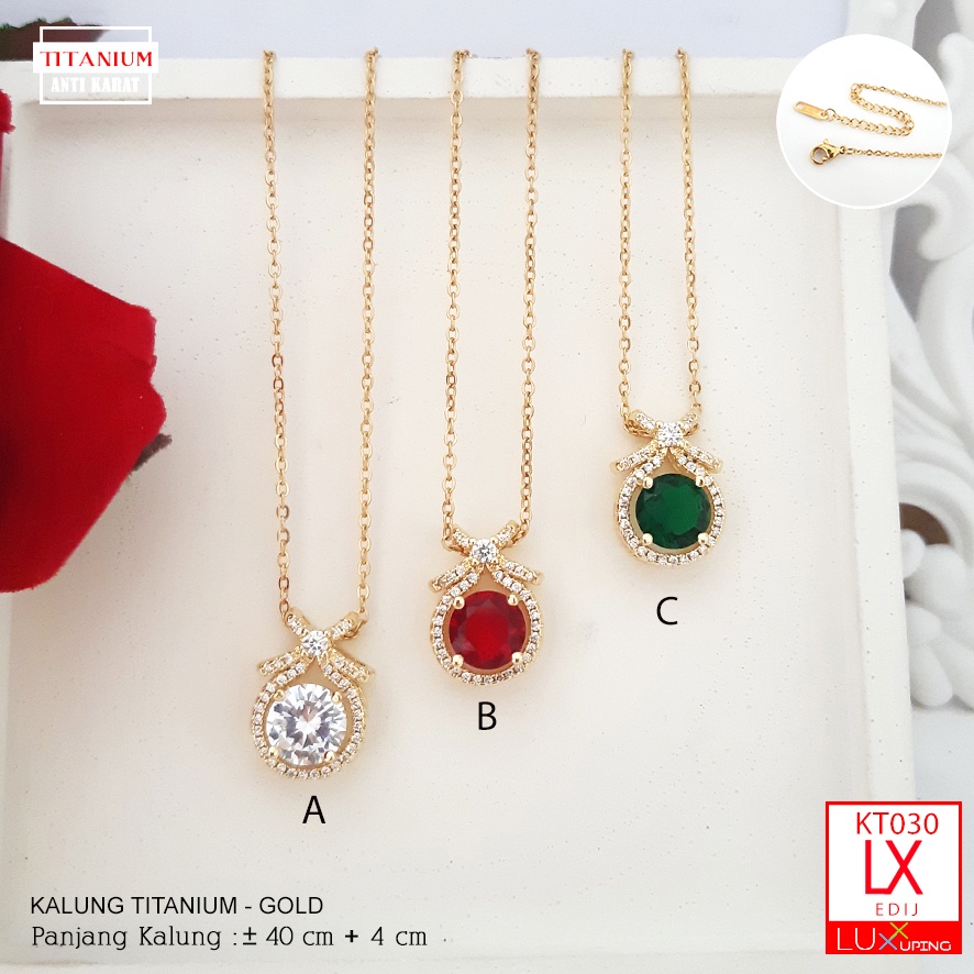 Merah MATA HIJAU Kt 030 透明紅綠眼鈦項鍊不銹鋼黃金替換首飾 Forever Luxx Xupin | 蝦皮購物
