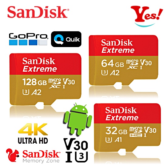【Yes ️公司貨】SanDisk Extreme U3 A1/A2 microSD 32G 64GB 128G 記憶卡 | 蝦皮購物