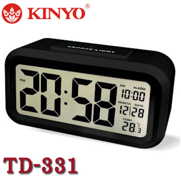 【3CTOWN】含稅開發票 KINYO金葉 TD-331 數字型 簡約光控聰明鬧鐘 2色:黑 白 | 蝦皮購物