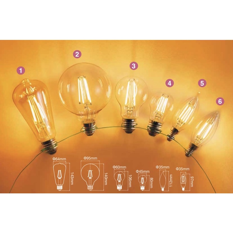 Yellow Light~舞光 LED Filament Bulb 燈絲燈 E27 E14 6.5W 4W 全電壓 玻璃 | 蝦皮購物