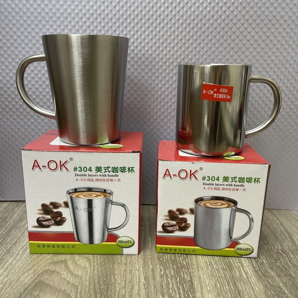 花媽 A-OK 美式雙層隔熱咖啡杯 260/360ml 隔熱口杯 不鏽鋼咖啡杯 露營杯 | 蝦皮購物