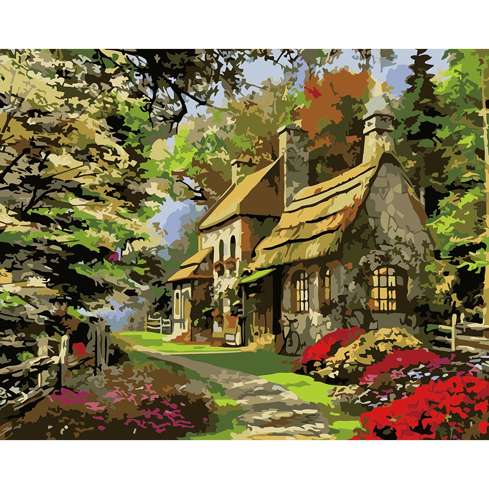 【ORFON】數字繪畫40*50cm Diy相框手工填色小鎮風景減壓手繪diy油畫家居生活裝飾品 | 蝦皮購物