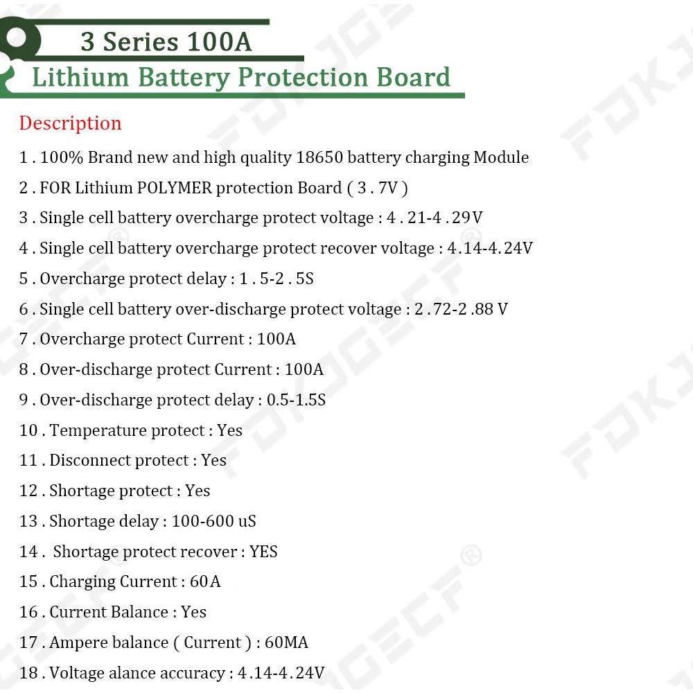 3s/4s/5s BMS 12V 16.8V 21V 3.7V 5S 100A Li-ion Lmo 三元鋰電池保護電路 | 蝦皮購物