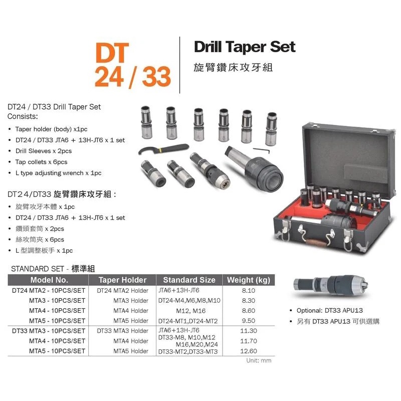 安威AW DT24/DT33 旋臂鑽床攻牙器組 懸臂鑽床攻牙器組 價格請來電或留言洽詢 | 蝦皮購物