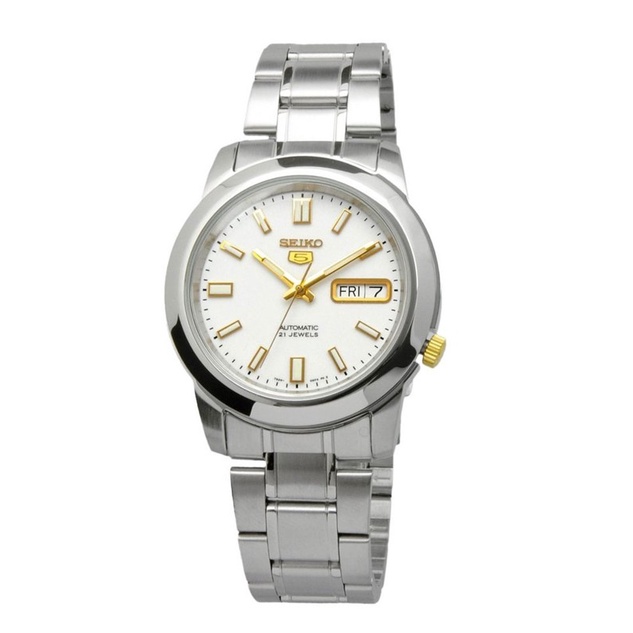 Seiko Watch 精工5號盾牌系列白面金色夜光刻劃標準紳士自動上鍊機械錶 型號：snkk07k1【神梭鐘錶】 蝦皮購物