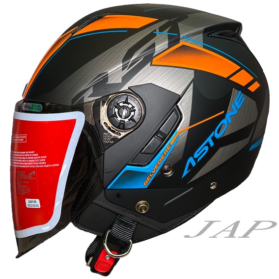ASTONE RST AQ9 平光黑橘 輕量四分之三 內墨鏡 半罩 安全帽《遠古騎士》 | 蝦皮購物