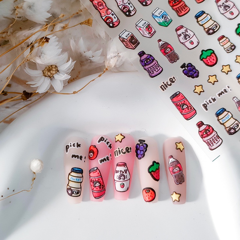 快樂肥宅水 養樂多 5D 美甲 指甲貼紙 指甲貼 美甲貼紙 美甲片 美甲貼 美甲飾品 TS-1934 | 蝦皮購物