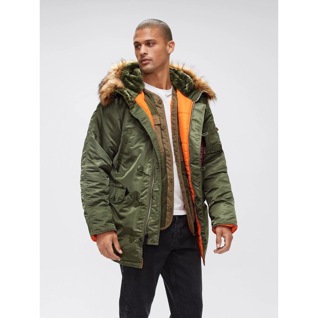 ALPHA INDUSTRIES SLIM FIT N-3B N3B 阿爾法 飛行夾克 空軍外套 毛帽款 | 蝦皮購物