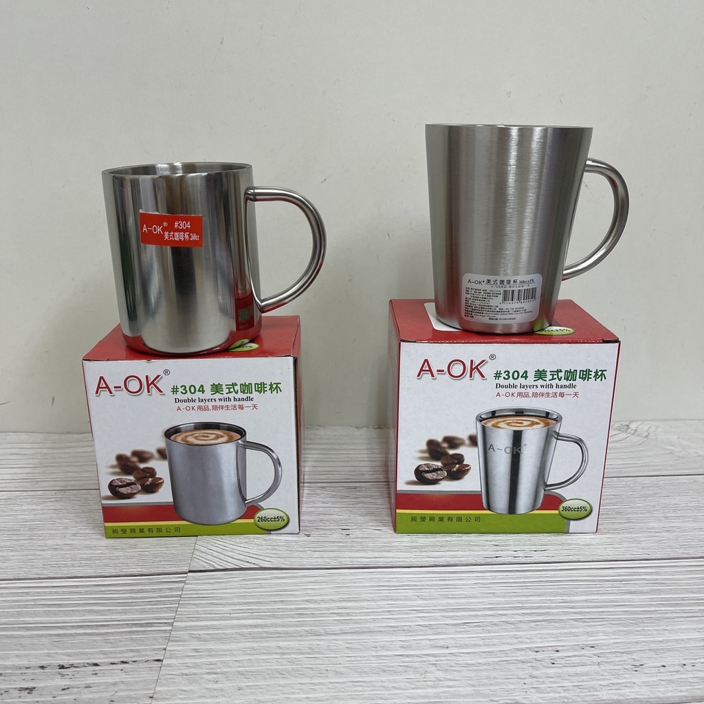 A-OK 美式雙層隔熱咖啡杯 260/360ml 隔熱杯 口杯 不鏽鋼咖啡杯 露營杯 | 蝦皮購物