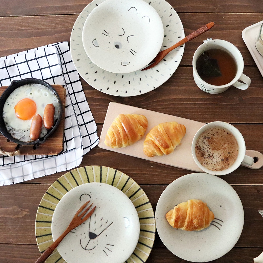 日本餐盤 日本直送/免運 【日本美濃燒 Awasaka】Mogu Mogu 可愛動物餐盤 / 淺盤 / 點心盤 | 蝦皮購物