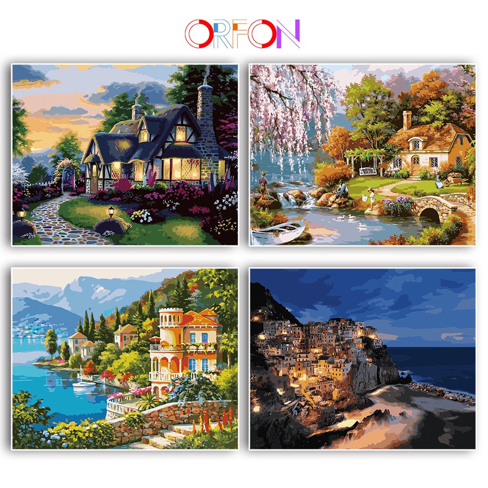 【ORFON】數字繪畫40*50cm Diy相框手工填色歐式建築風景油畫減壓手繪家居生活裝飾節日禮物 | 蝦皮購物