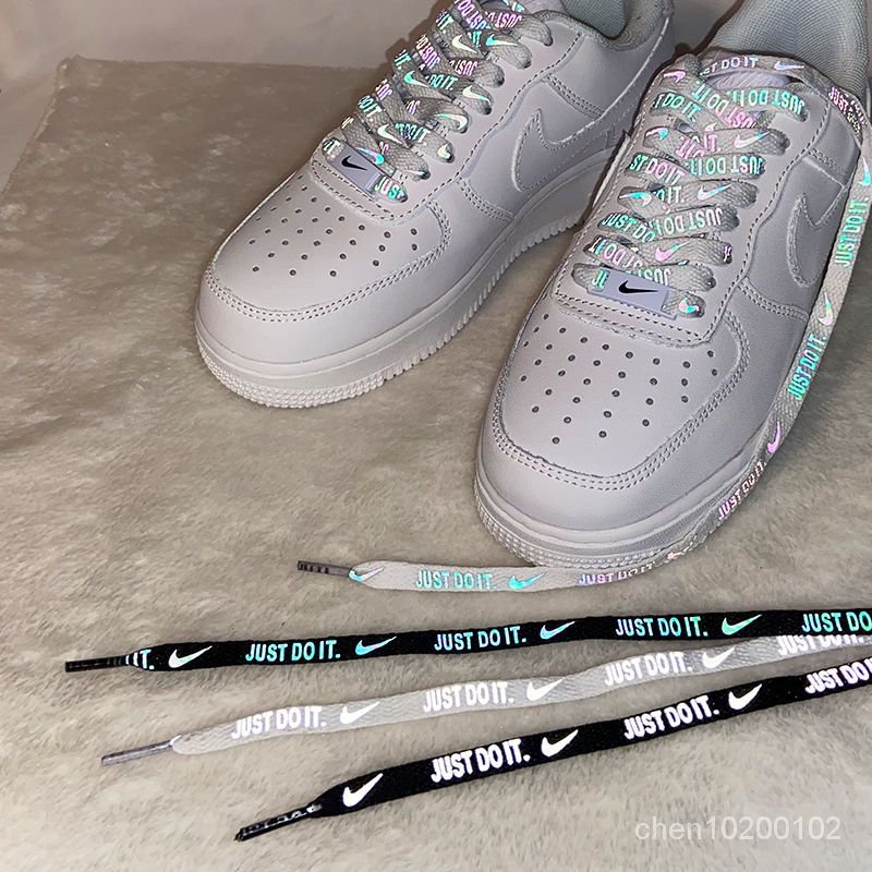 🔥臺灣熱賣🔥全息反光justdoit男女空軍一號af1反光鞋帶夜光 扁平aj1百搭ins潮 夜光鞋帶 發光鞋帶 螢光鞋帶 | 蝦皮購物