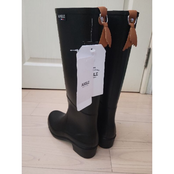 AIGLE 經典長筒膠靴雨鞋雨靴（黑色38號24公分）全新 | 蝦皮購物