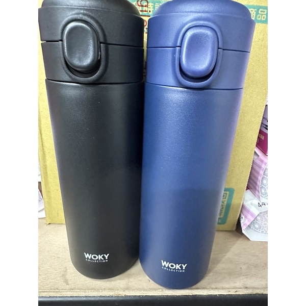 WOKY 輕量彈蓋保溫瓶450ml-深藍/黑 (顏色 全新有盒子 | 蝦皮購物
