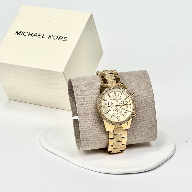 【New START美國精品服飾-員林】Michael Kors MK MK6597水鑽金色 三眼多功能腕錶 | 蝦皮購物