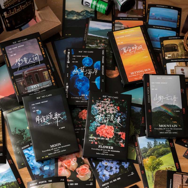 陌墨 走遍山川湖海系列 LOMO盒裝貼紙｜復古膠片 文藝風景 手帳素材｜ins風 日記裝飾 DIY 拼貼 | 蝦皮購物