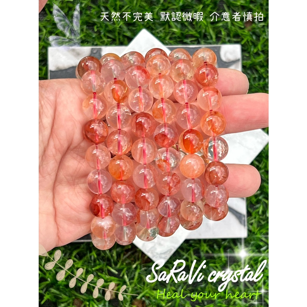 [SaRaVi crystal] 紅膠花水晶 鴿血紅膠水晶手鍊-招貴人增人緣，招正財 | 蝦皮購物