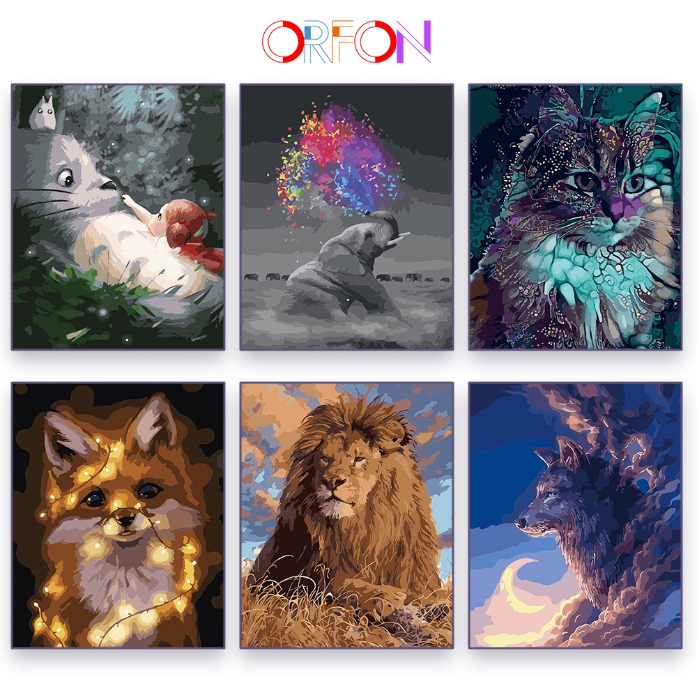 【ORFON】數字繪畫40*50cm Diy相框手工填色動物油畫減壓手繪家居生活裝飾生日禮物 | 蝦皮購物
