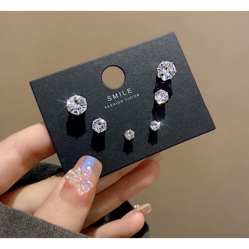 Yu飾品。現貨and預購 無耳洞 磁鐵式 鑽石耳環（大中小各一組，磁吸式） 蝦皮購物