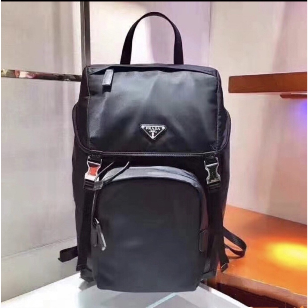 【紐約范特西】預購 Prada Blue nylon backpack with snap closure 後背包 | 蝦皮購物