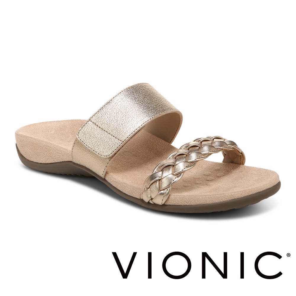 【VIONIC 法歐尼】Jeanne珍妮 牛皮鬆緊可調足弓支撐腳型修飾質感拖鞋 | 蝦皮購物