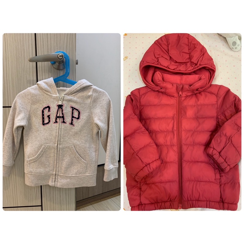 UNIQLO紅色羽絨外套90cm/gap米色刷毛外套3Y | 蝦皮購物