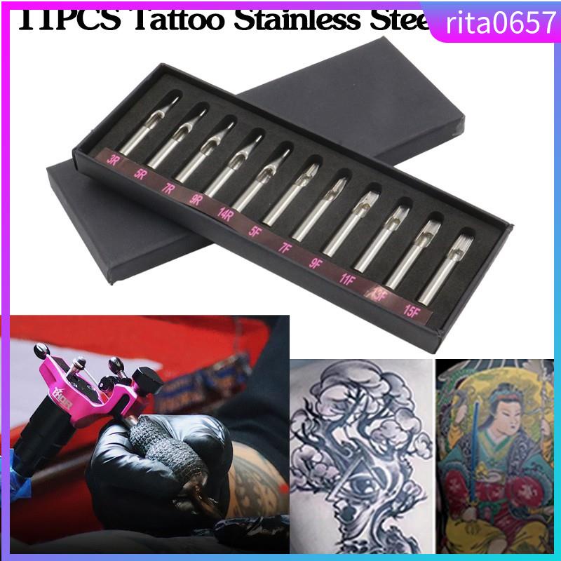 11PCS Tattoo Stainless Steel Nozzle Tips Tubes Set Kit Box R | 蝦皮購物