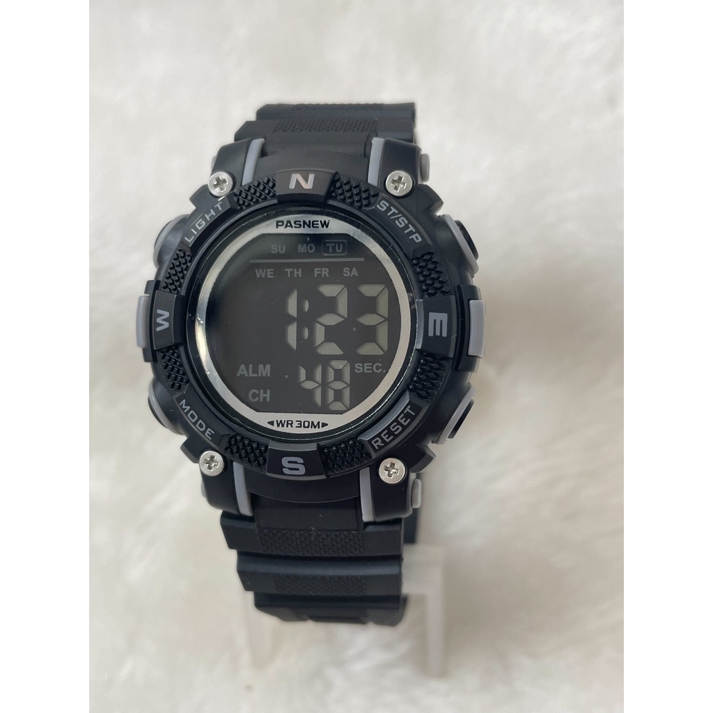 【幸福媽咪】網路購物、門市服務 PASNEW 百勝牛 多功能防水運動電子錶 PSE-601G 黑色 | 蝦皮購物