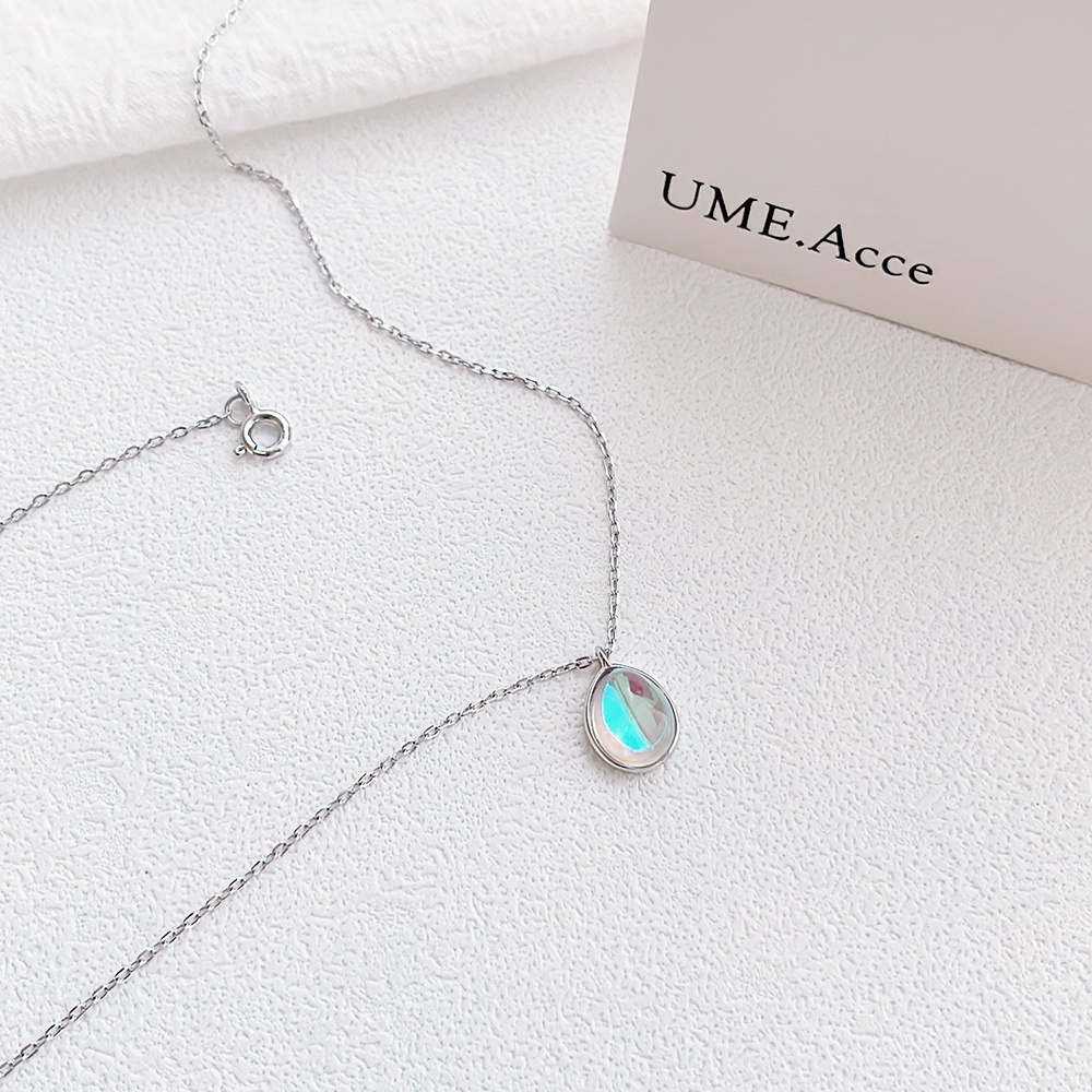 [全純銀項鍊] 水滴形月光石項鍊【UME】洗澡可戴 S925銀 純銀項鍊 天然石項鍊 | 蝦皮購物