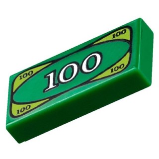 樂高 LEGO 綠色 1x2 新版 鈔票 百元 印刷 100元 3069bpx7 4295260 Green Tile | 蝦皮購物