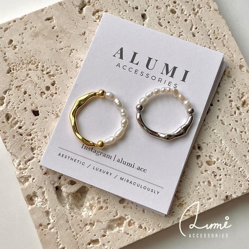 [ALUMI] 拼接米珠｜S925純銀 天然巴洛克珍珠 拼接 不規則造型 戒指 飾品 純銀戒指 | 蝦皮購物