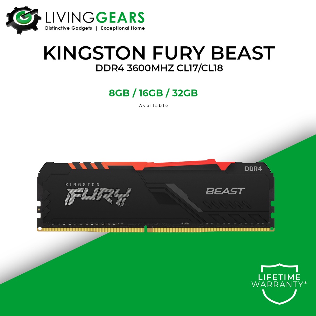 金士頓 Hyper-X Fury Beast RGB DDR4 3600MHZ Long-DIMM PC 台式機遊戲內存 | 蝦皮購物