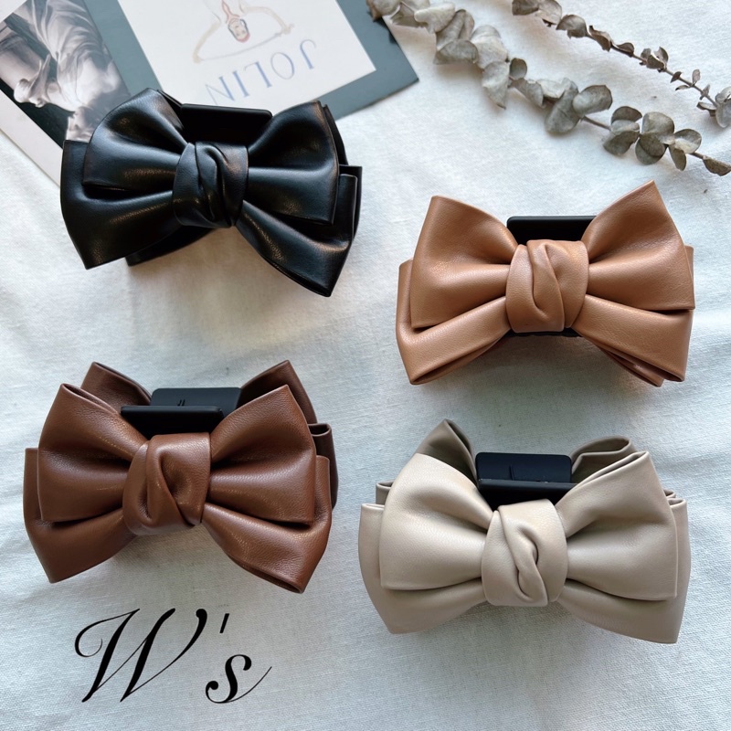 『W's』正韓 蝴蝶結鯊魚夾 皮革 WB62 台灣現貨實拍 韓國髮飾 女生髮夾 韓系 盤髮 高質感 INS新款 超熱賣 | 蝦皮購物
