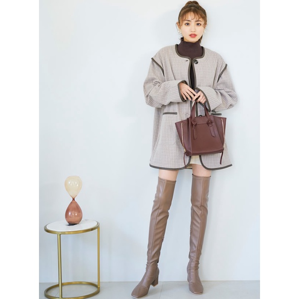 DoReFe熱賣回購 部分預購 日本GRL 大長腿 貼腿彈性 方頭 過膝靴 氣質奶茶 黑 米白靴 長靴 超長靴 粗跟 靴 | 蝦皮購物