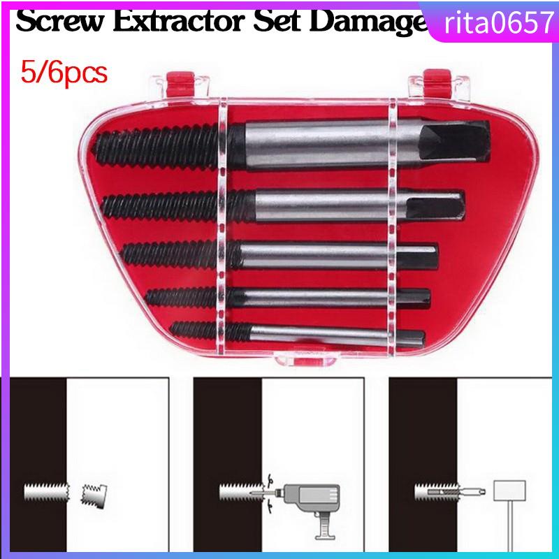 5/6Pcs/Set Screw Extractor Set Damaged Screw Removal Tools W | 蝦皮購物
