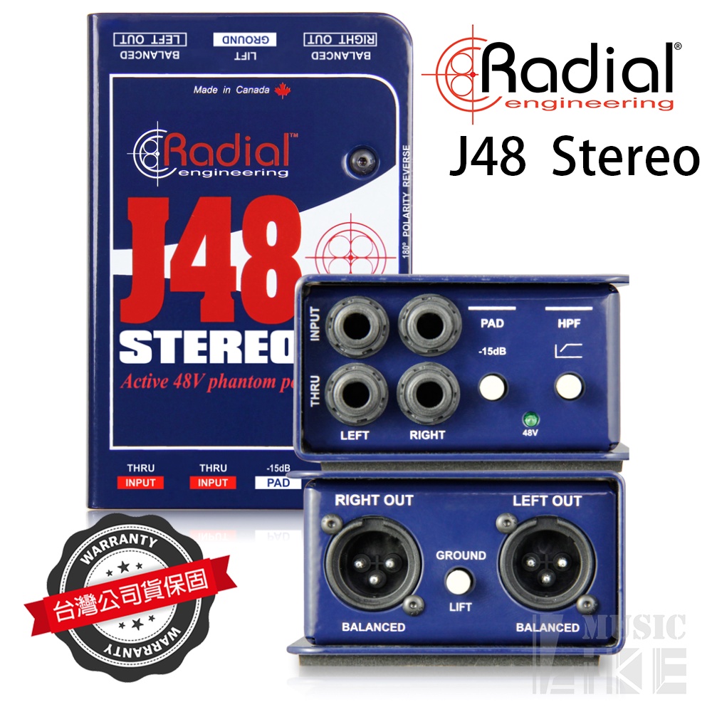 『穩定訊號』Radial J48 Stereo 主動式 雙聲道 DI Direct Box 表演 錄音 訊號處理 公司貨 | 蝦皮購物
